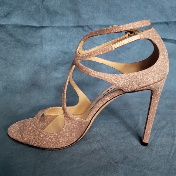 Jimmy Choo | Shoes | Jimmy Choo Pink Glitter High Heel Leather Sandals ...